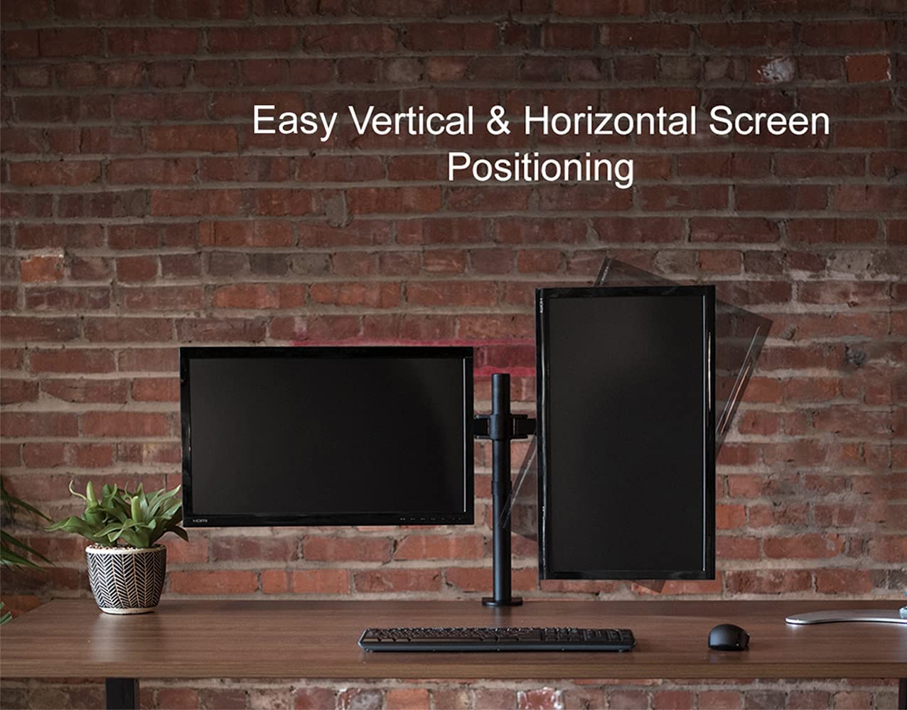 VIVO Dual 13 to 27 inch LCD Monitor Mount and Under Desk C-clamp 27 x 11 Keyboard Tray Kit, Heavy Duty, Fully Adjustable Stand and Slide-Out Platform (Bundle)