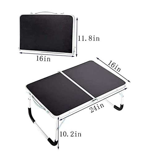 Amadj Foldable Laptop Table,Portable Standing Bed Desk, Bed Desk, Breakfast Serving Bed Tray, Portable Mini Picnic Table & Ultra Lightweight, Folds in Half with Inner Storage Space