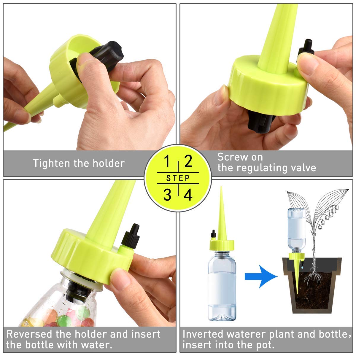 Upgraded Plant Waterer, Self Watering Spikes System, Plant Watering Devices with Slow Release Control Valve Switch, Automatic Vacation Drip Irrigation Watering Stakes for Indoor & Outdoor Plants