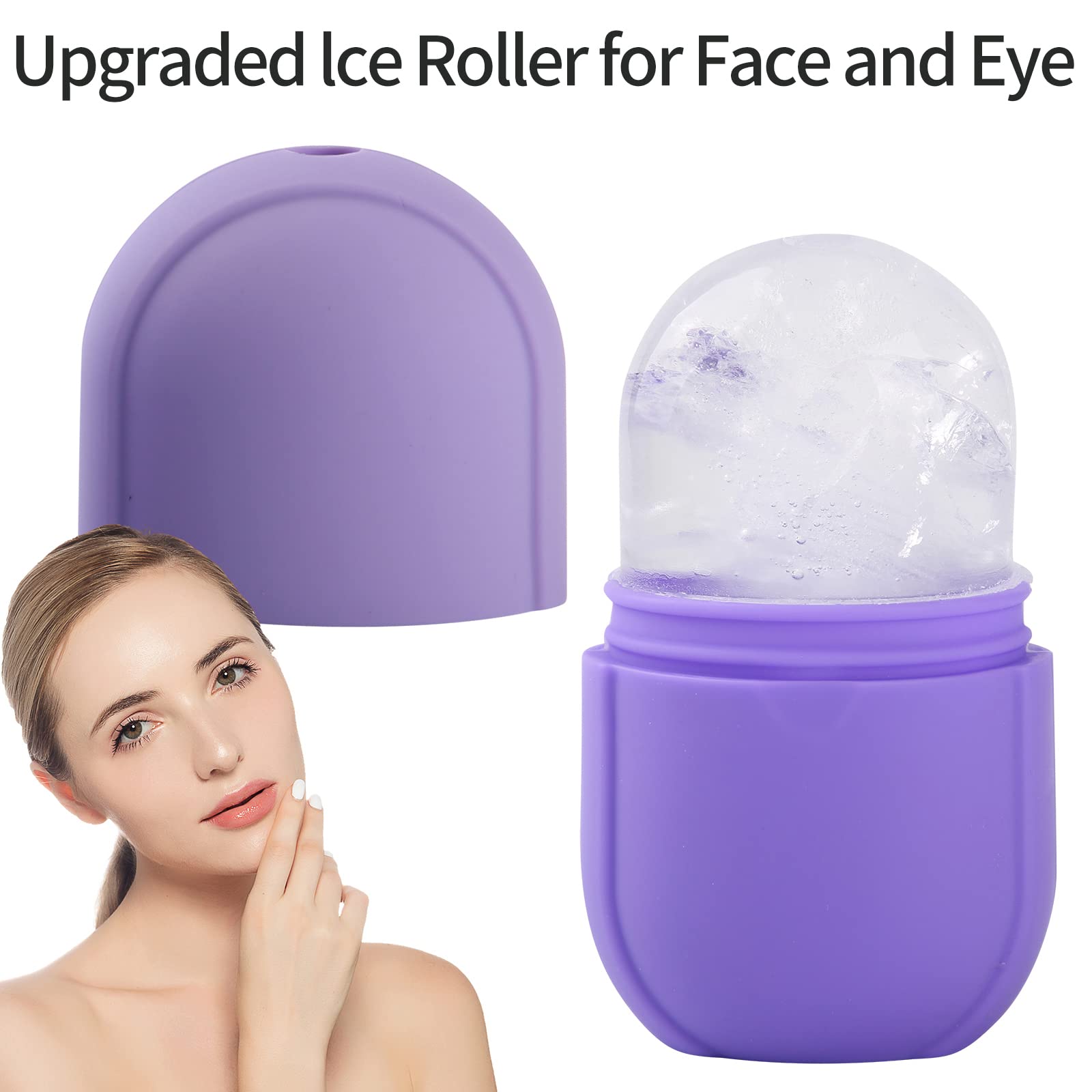 Ice Roller Mold-Ice Roller for Face and Eye,Beauty Cube Brighten Skin &Enhance Natural Glow &Remove Fine Lines,Facial Beauty Ice Roller Skin Care Tools (Oval, purple)