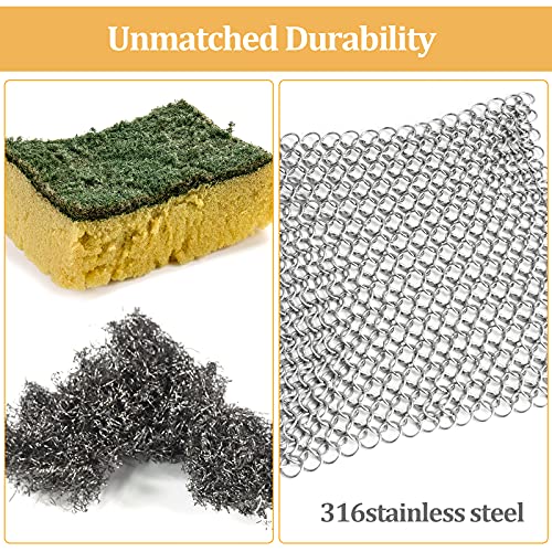Amagabeli Baguette Pan 15" x 13" Bundle 2 Generation Cast Iron Cleaner 8”x6”