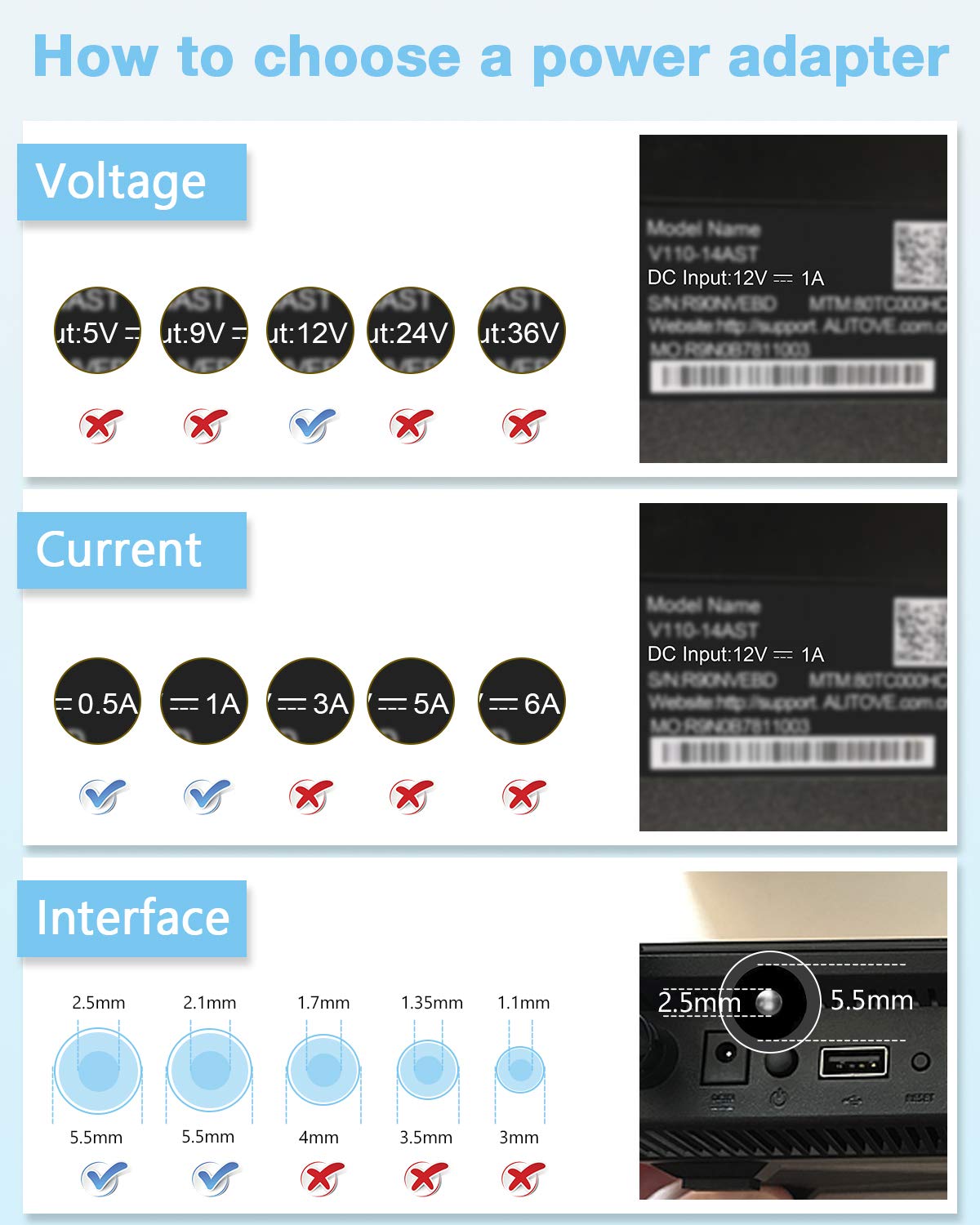 Aclorol Replacement Charger 12V 1A 0.6A 0.8A 0.5A Power Supply Universal AC Adapter 100V-240V AC to DC 12Volt Power Adapter w/10 Tips 12V 1000mA 800mA Power Cord for LED Strip Pixel Router CCTV Camera