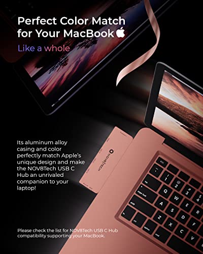 Nov8tech USB C Hub for MacBook Pro & Air M1/M2/M3 2023/2022-2016 - 7 in 2 USB C to C Adapter, Multi Port Dongle for High-Speed Data Transfer Upto 5Gbps - 4K HDMI Adapter for Laptop (Gold)