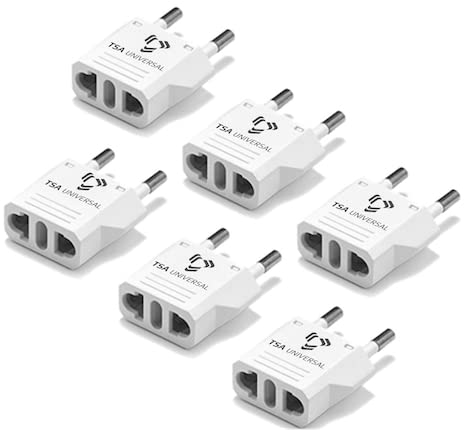 United States to Indonesia/Bali Travel Power Adapter to Connect North American Electrical Plugs to Indonesian Outlets for Cell Phones, Tablets, eReaders, and More (6-Pack, White)
