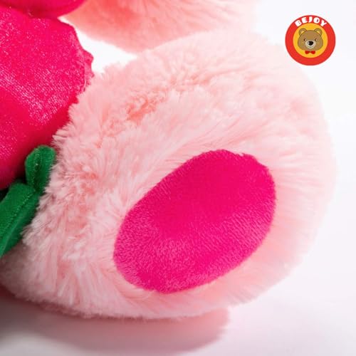 BEJOY Teddy Bear Stuffed Animals Plush Bear Holding Rose Soft Plush Toy Valentine's Day, 16 Inch, Pink