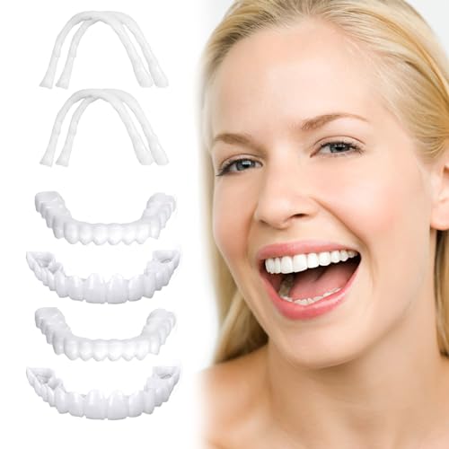 4 PCS Temporary dentures with Veneer for Both Men and Women, Covering Imperfect Teeth,Nature and Comfortable Veneers to Regain Confident Smile-E06
