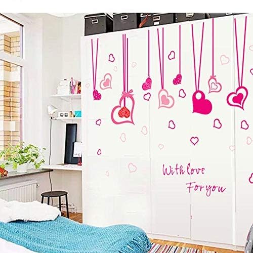 Red Love Hollow Heart Skirting Lines Wall Sticker Living Room Bedroom Nursery Flooring Line Decal Valentines Day Decor