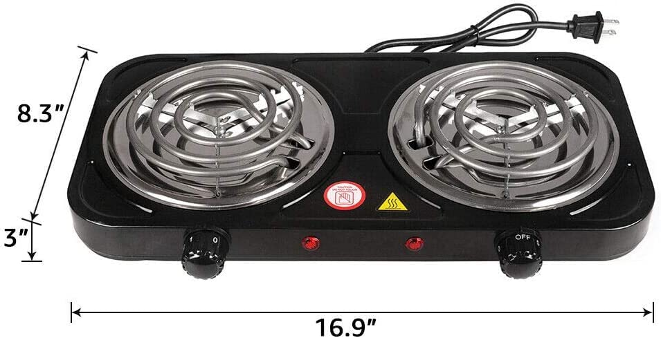 Timoau Electric Countertop Burner, Double Burner, 2000W Induction Cooktop, Portable Electric Hot Plate, 5 Level Adjustable Temperature Control Cooking Ranges for Home Dorm Camping Cooking
