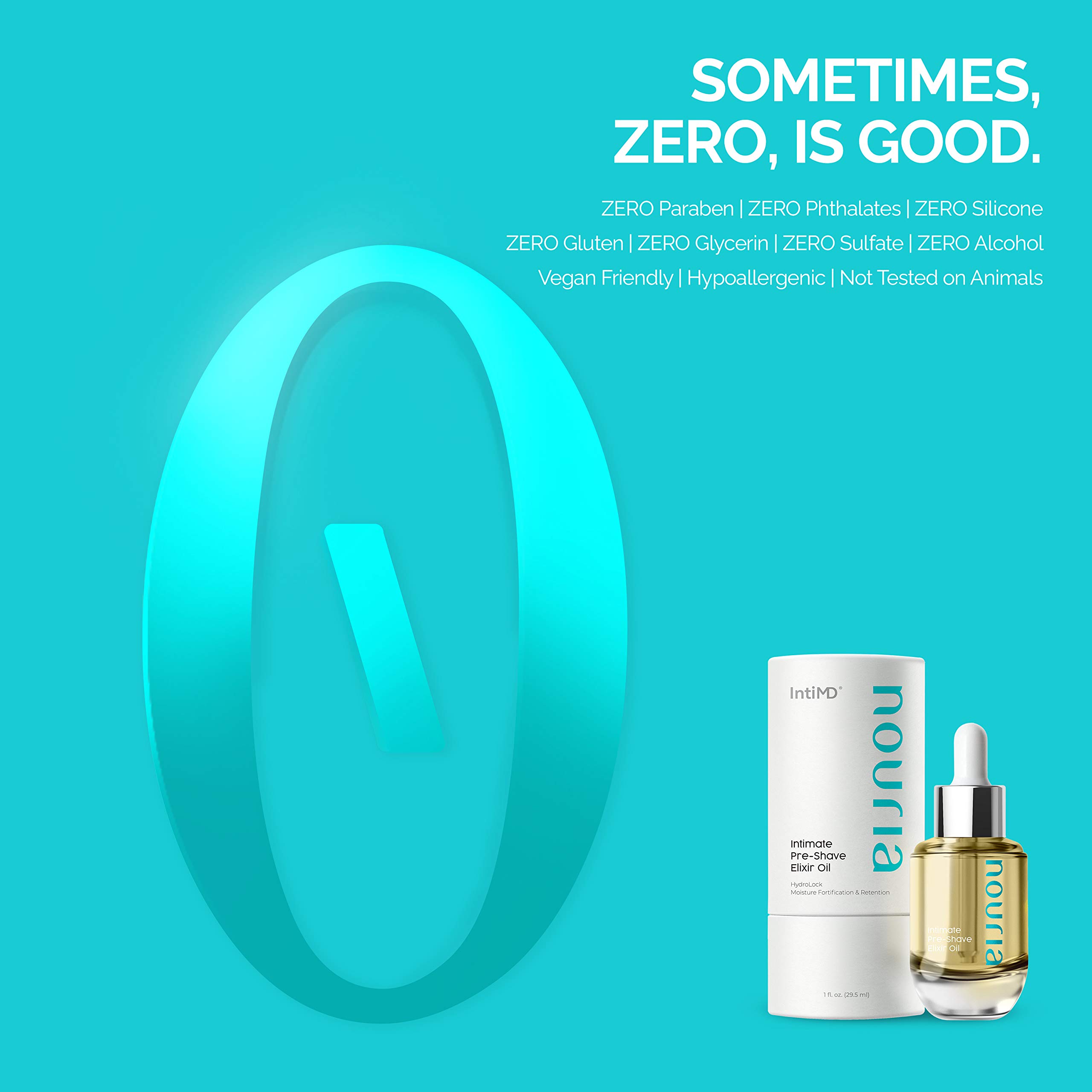 IntiMD Nouria Intimate Pre-Shave Elixir Oil, HydroLock moisturizer conditioner nourishing formula helps with Ingrown Hair, Itch, Razor Bump, Razor Burns for Bikini Area, Legs, Underarm
