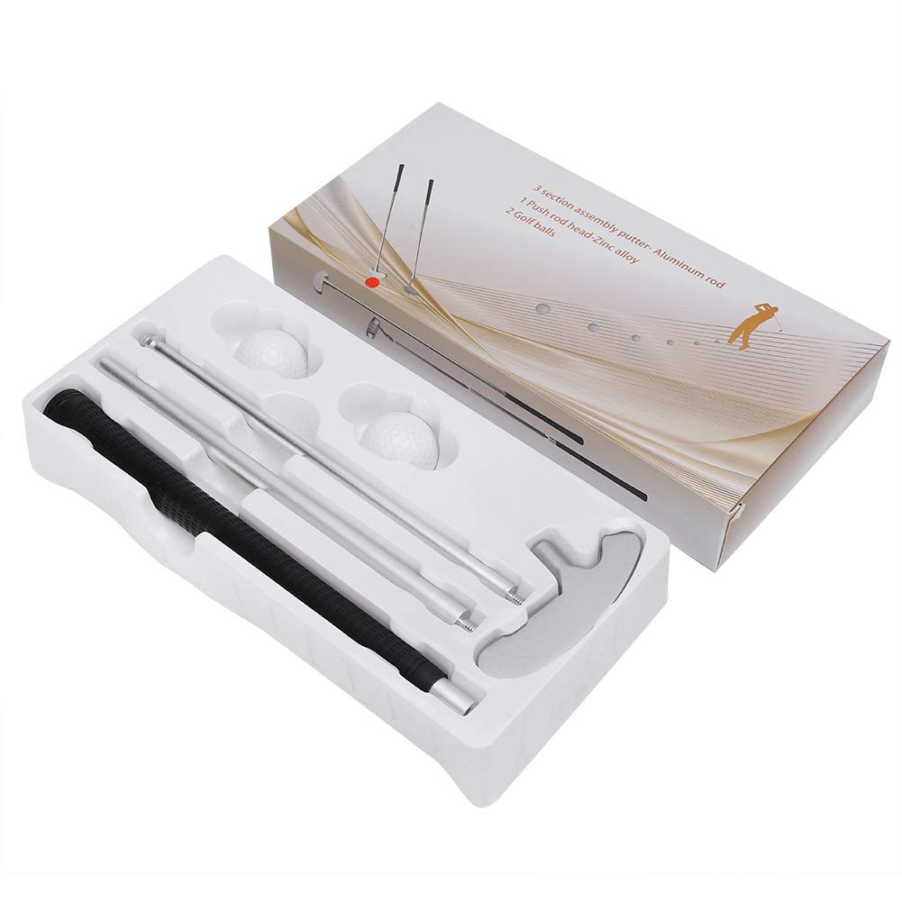 3 Section Assembled Training Putter Kids Adult Training Practical Putter Push Rod Aluminum Alloy Putter with 2 Balls