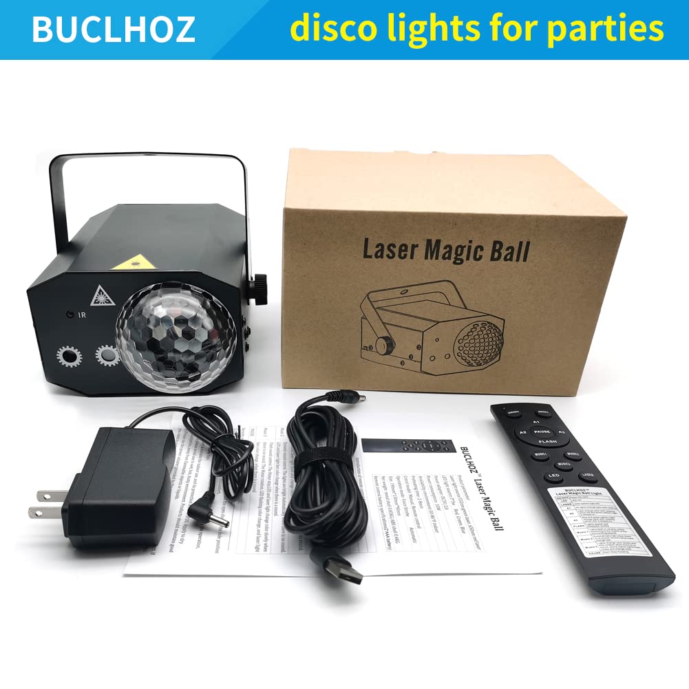 BUCLHOZ LED Magic Ball Party Light, Black, Rectangular, Iron and Cast Iron