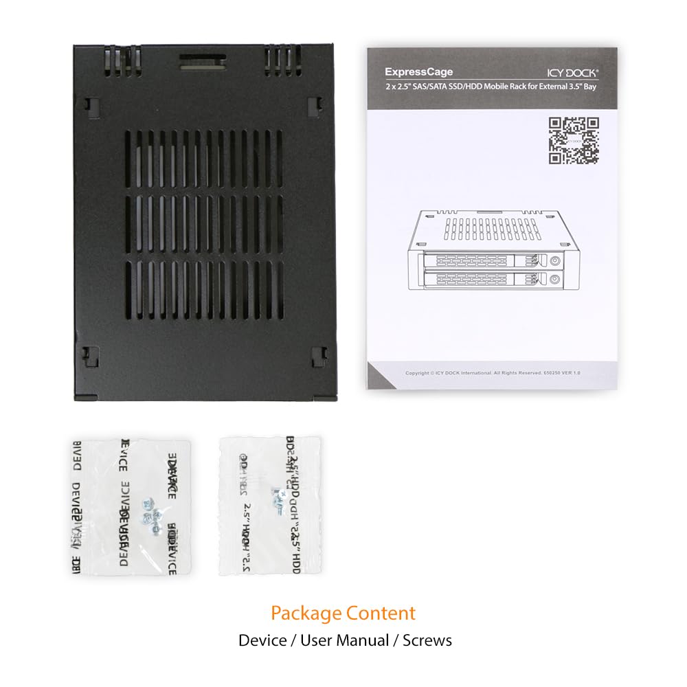 ICY DOCK 1 Bay 2.5 SAS/SATA HDD/SSD Tool-Less Enclosure for External 3.5" Bay | ExpressCage MB741SP-B