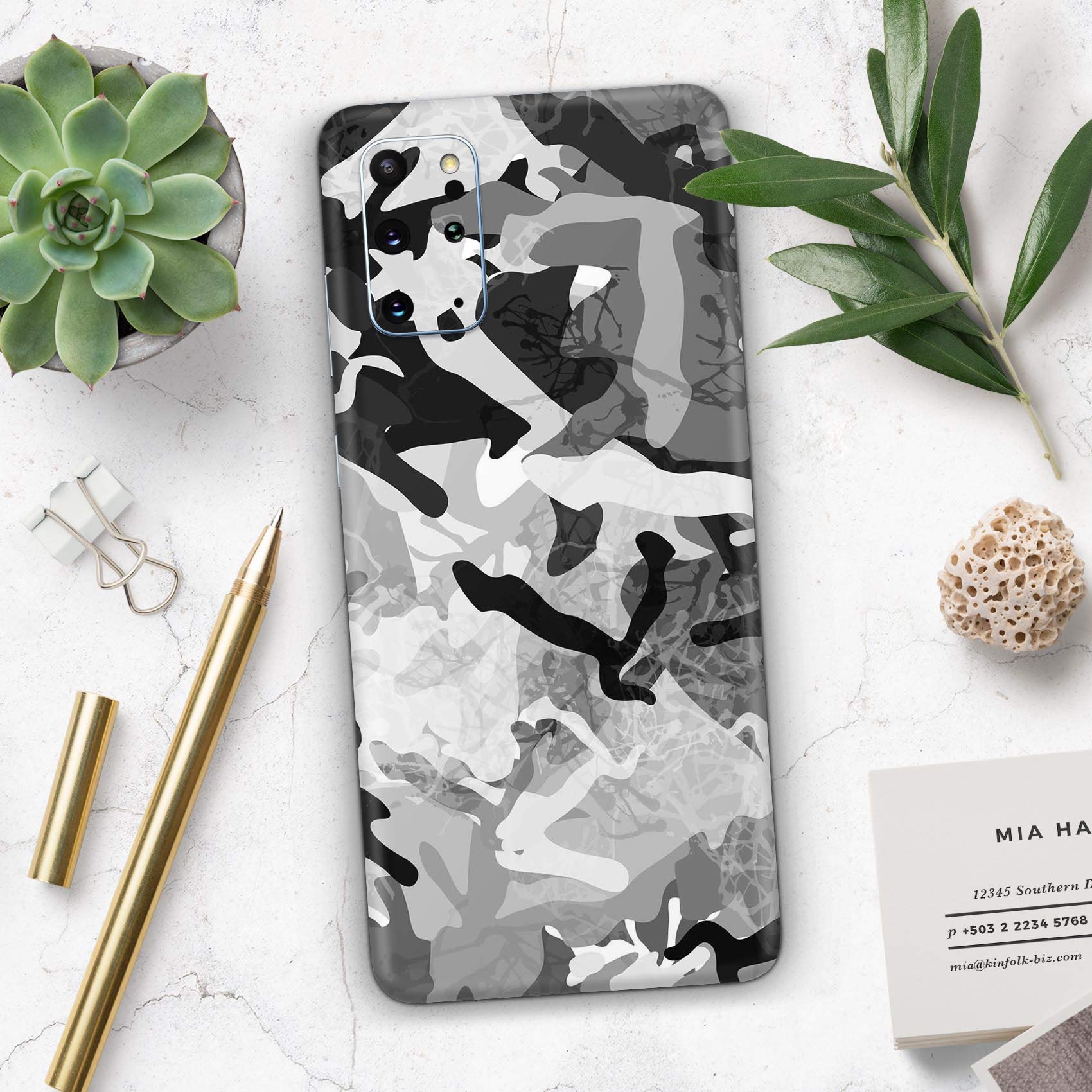 DesignSkinz Desert Snow Camouflage V2 Protective Vinyl Decal Wrap Skin Cover Compatible with The Samsung Galaxy S20 (Screen Trim & Back Glass Skin)