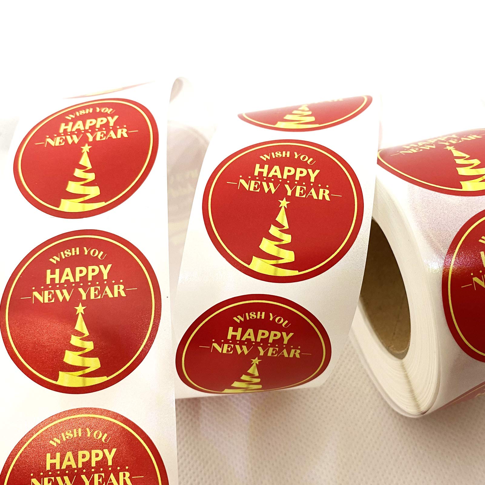 Happy New Year Stickers for Package Seals,Stickers for Cards Envelopes Package Boxes,1.5 Inch 500 Pcs