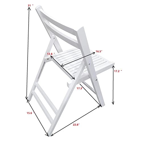 CARBRO Furniture Slatted Wood Folding Special Event Chair - White Set of 4 Folding Chair Foldable Style,White