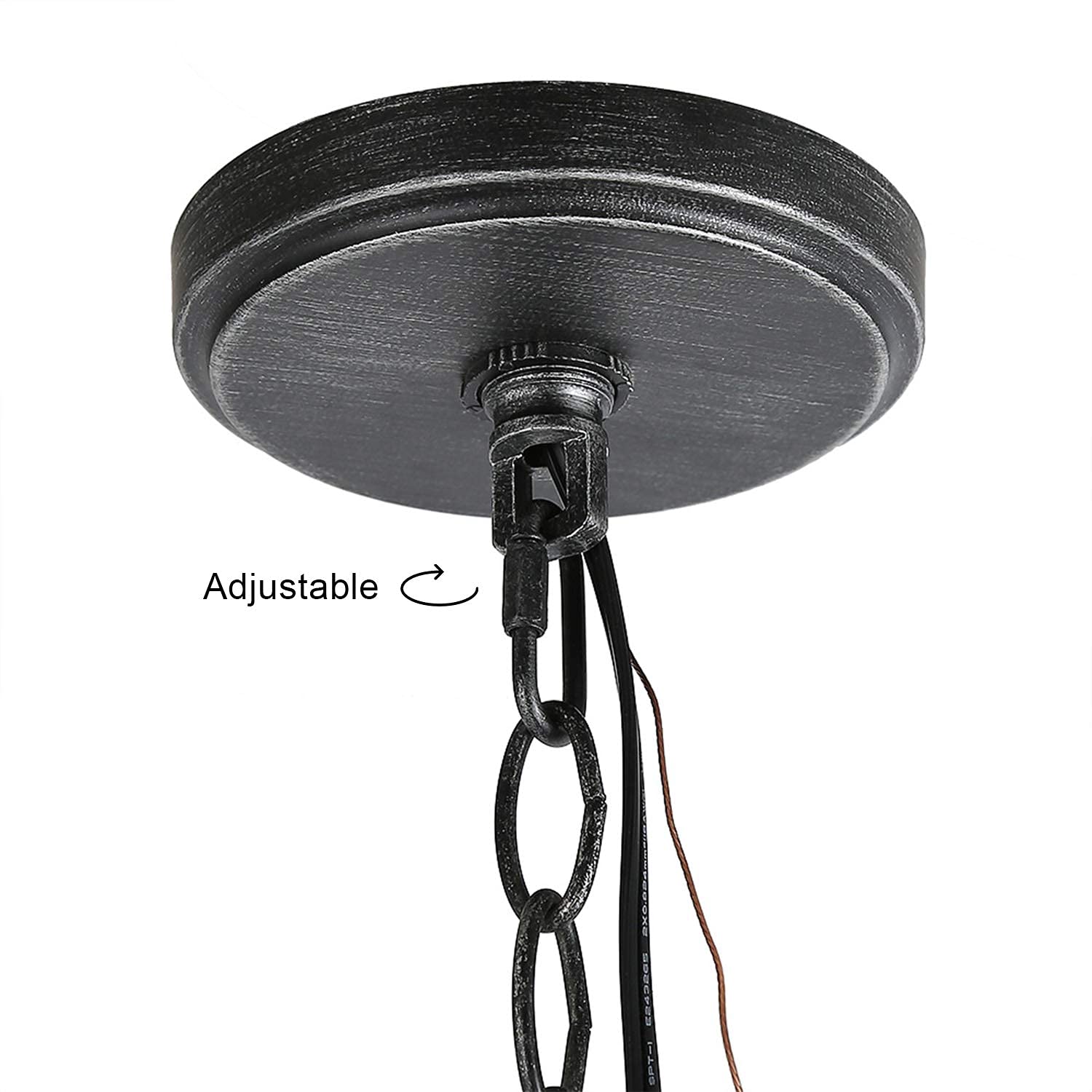 LALUZ Farmhouse Chandelier, Boho Light Fixture for Dining Room, Bedroom, Handmade Wood Beads, 6-Light, 28.3" H x 20.1" W