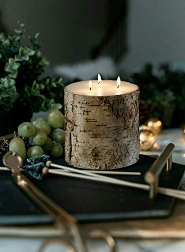 Serene Spaces Living Birch Bark Candle β Pillar Style Candle Brings Nature Indoors, Ideal for Weddings, Parties, Events, Restaurants, Home Decor, 6" in Diameter & 6" Tall