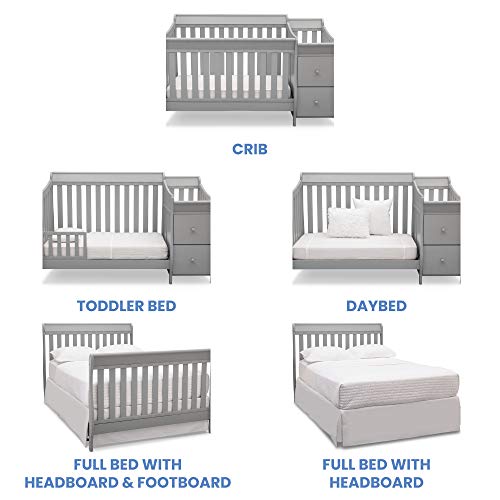 Delta Children Bentley S Convertible Crib N Changer, Grey + Serta Perfect Slumber Dual Sided Recycled Fiber Core Crib and Toddler Mattress (Bundle)