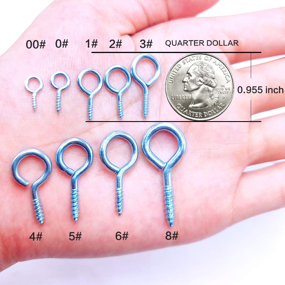 ECKJ 191pcs Screw Eyes Zinc Plated Metal Eye Hook Screw Self Tapping Screws Includes 9 Sizes Color Black