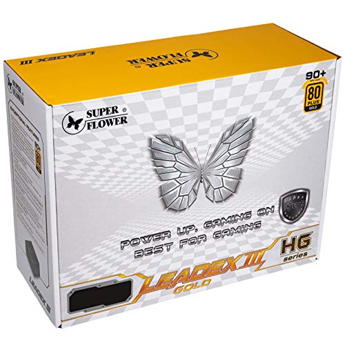 Super Flower Leadex III Gold 550W 80+ Gold, ECO Fanless & Silent Mode, Full Modular Power Supply, Fluid Dynamic Bearing Fan,10 Year Warranty,SF-550F14HG (550W)