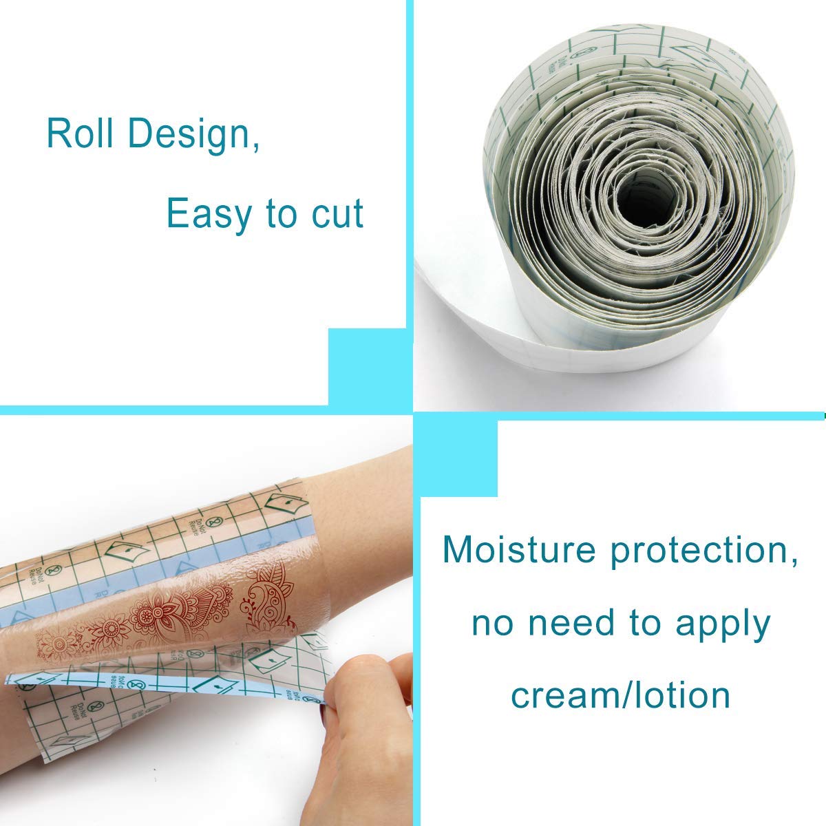 Tattoo Aftercare Waterproof Bandage 6 in x 1 yd Transparent Film Dressing Second Skin Healing Protective Clear Adhesive Tattoo Supplies Roll