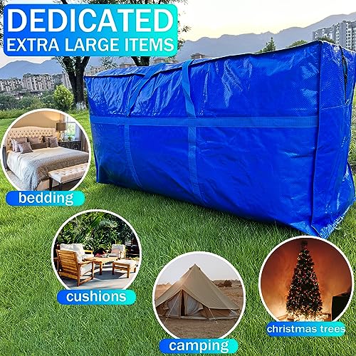 66 Gallon Extra Large Storage Bags, Huge Moving Bags Heavy Duty with Zipper and Stronger Handles, Big Foldable Duffle Bag for Travel - Waterproof Material Protects from Dust and Moisture - Storage Totes Moving Boxes for College, Christmas Tree, Blankets,