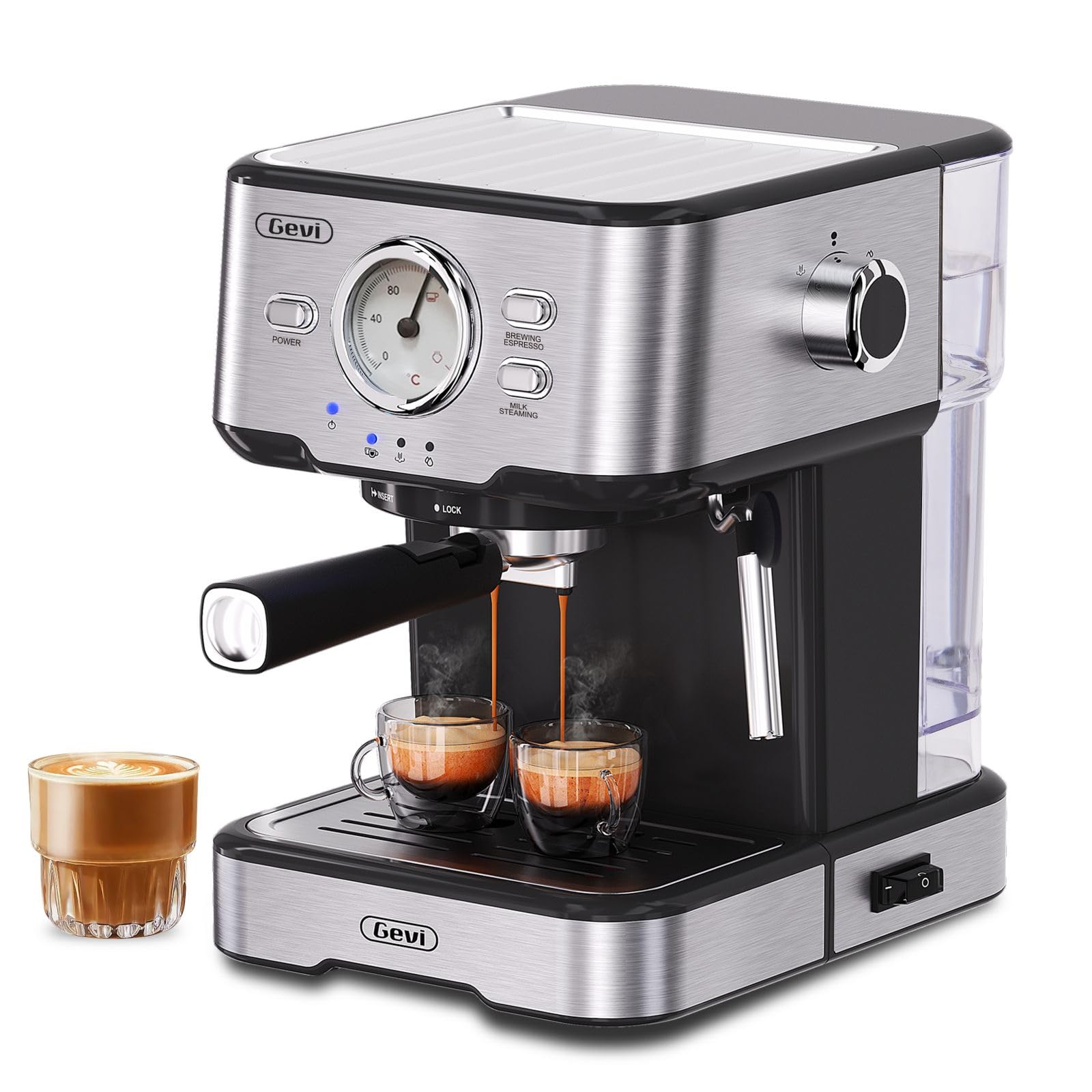 Gevi Espresso Machine High Pressure,Compact Espresso Coffee Machines with Milk Frother Steam Wand,Professional Coffee,Cappuccino,Latte Maker for Home,Espresso Maker, Gift for Coffee Lover, Dad or Mom