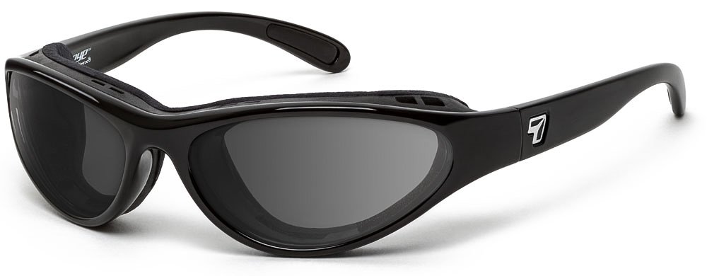 7eye Viento Wind Blocking Sunglasses, Glossy Black, Gray Lenses