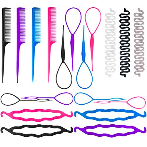 MeetFavorite Topsy Tail Hair Styling Tool ,Hair braiding tool,Hair Styling Accessory(19P) Blue