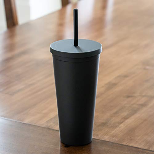 Tumblers with Lids (4 pack) 22oz Pastel Colored Acrylic Cups with Lids and Straws | Double Wall Matte Plastic Bulk Tumblers With FREE Straw Cleaner! Vinyl Customizable DIY Gifts