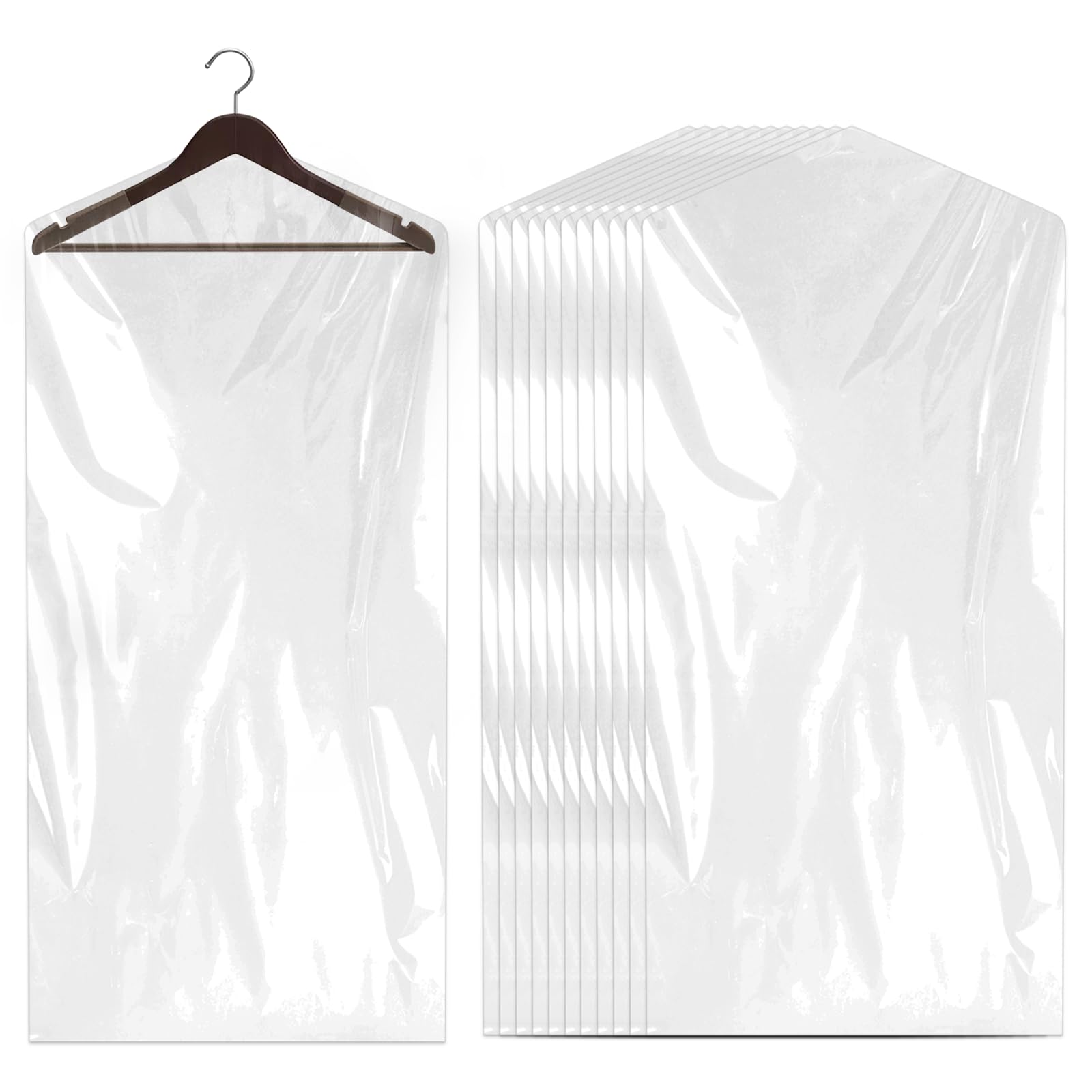 40 Pack Transparent Garment Bags 35.4 inch Garment Covers for Storage Hanging Clothes Plastic Suit Bags Dustproof Protector Covers for Skirt Coat Shirt Jacket