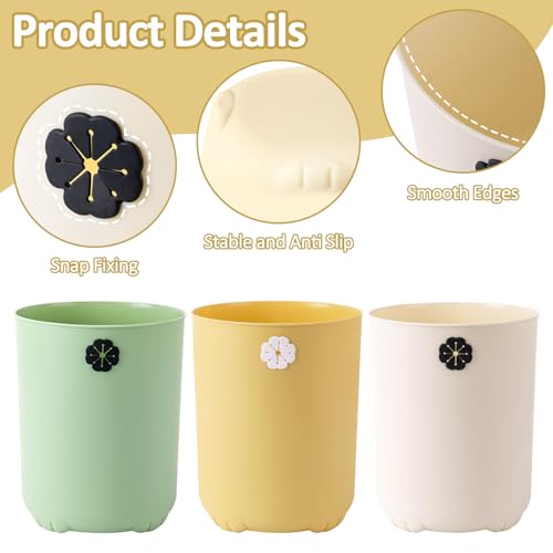 SHAIDOJIO 3 Pack Mini Desktop Trash Can Wastebasket with 180 Trash Bags, Small Desk Countertop Garbage Cans, Cute Tiny Waste Basket Storage Bin for Vanity, Bedroom, Bathroom, Kitchen, Office
