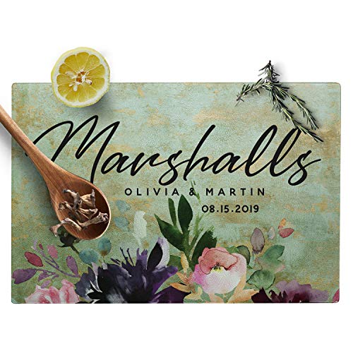 Personalized Cutting Board - 12 Designs, Glass Cutting Board - Wedding Gifts for Couples, Housewarming Gifts, Gift for Parents and Grandma, Kitchen Sign - Large Rectangle