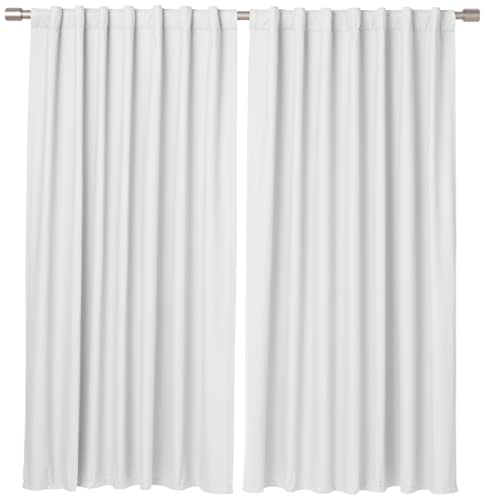 Amazon Basics Room Darkening Blackout Window Curtains with Back Tab Hanging Loops - 52" x 63", White