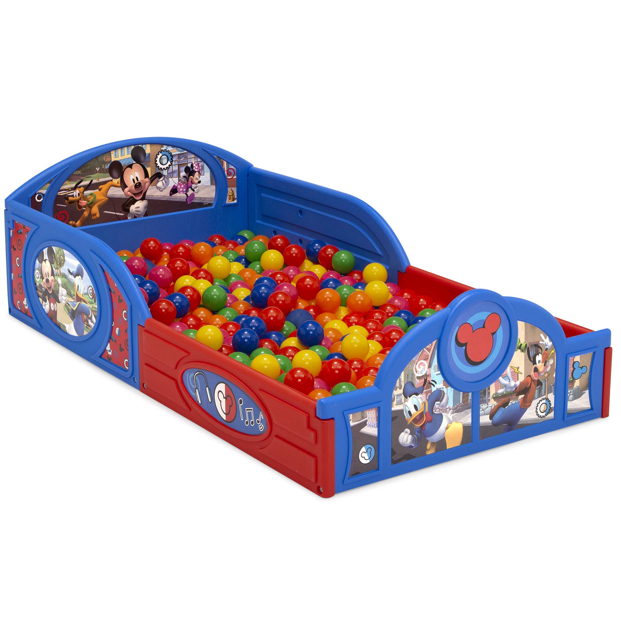 Delta Children Disney Mickey Mouse Plastic Sleep and Play Toddler Bed with Attached Guardrails