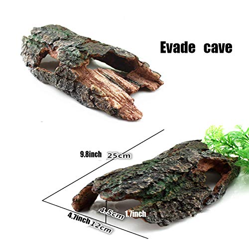Reptile Habitat Decor Hideouts Critter Cavern Bark Bends Resin Ornament Hiding Place for Leopard Gecko Cichlids Spiders Lizards Snakes