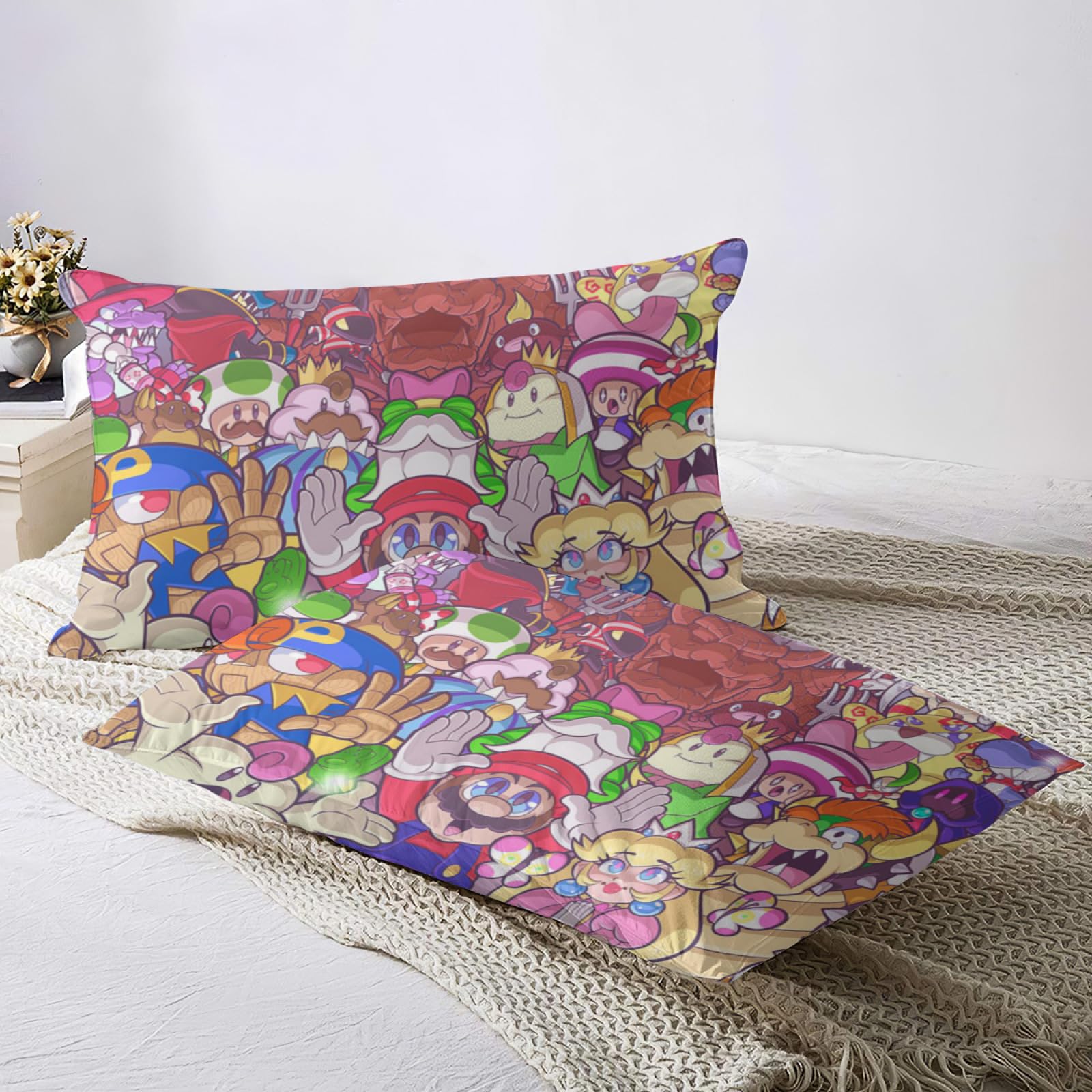 3D Mario Printing Duvet Cover,Comforter Set for Kids Children,1 Microfiber Quilt Cover with 2 Pillowcases Girls Bedroom Bedding Decor