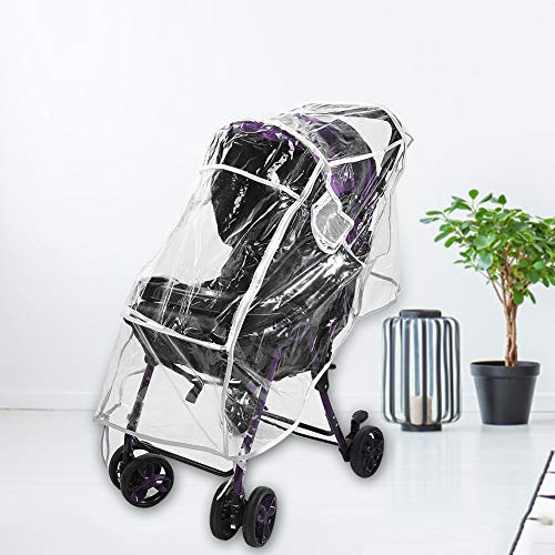 Universal rain Cover for Strollers Transparent Baby Stroller Rain Cover Waterproof Weather Toddler from Rain Wind Snow Dust(Eva Half Open Window)