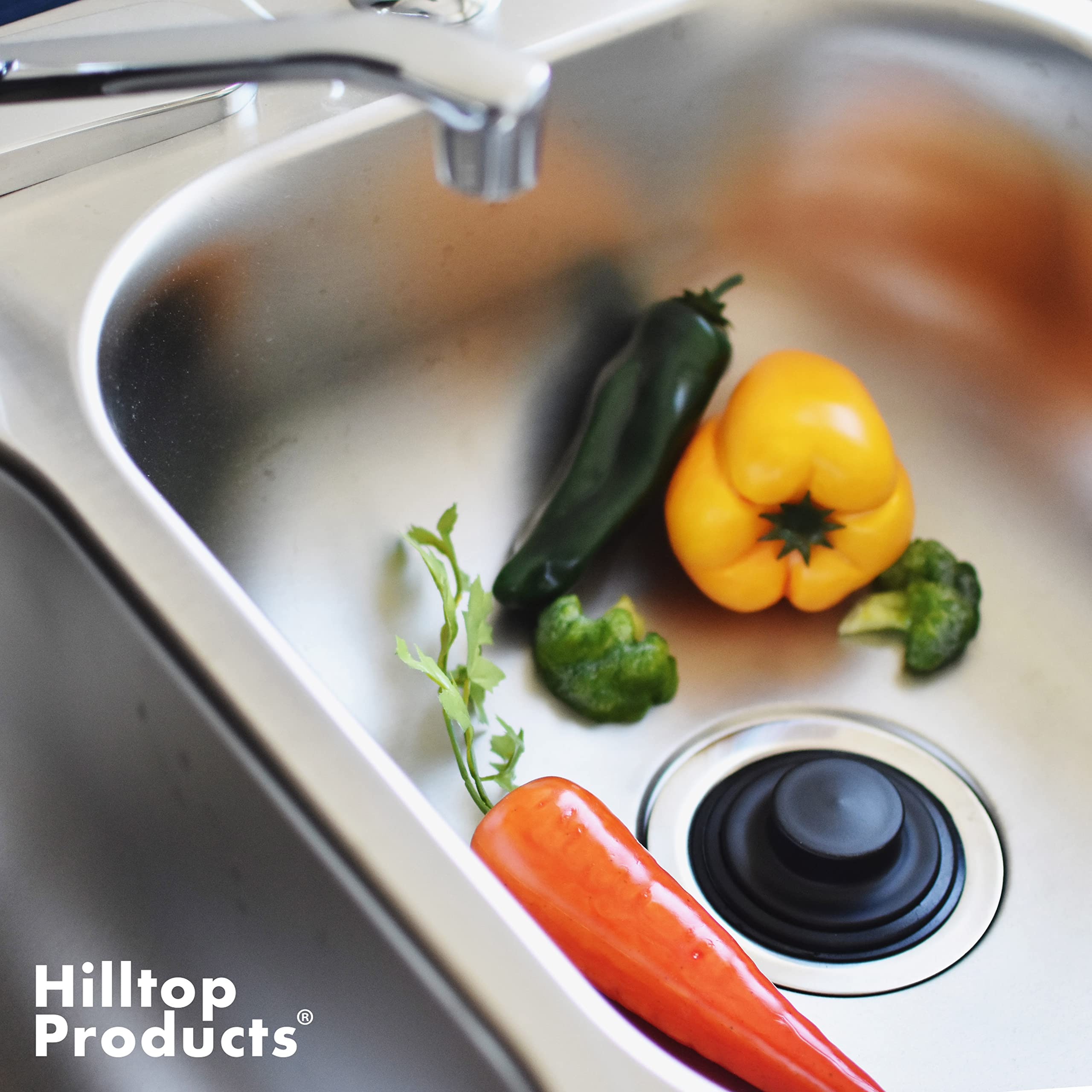 3 3/8 inch (8.57Cm) - Black Kitchen Garbage Disposal Plug Sink Stopper Stainless Steel Fits Standard Kitchen Drain with Garbage Disposal Size of 3 1/2 Inch (3.5 Inch) Diameter - Electroplated Coated