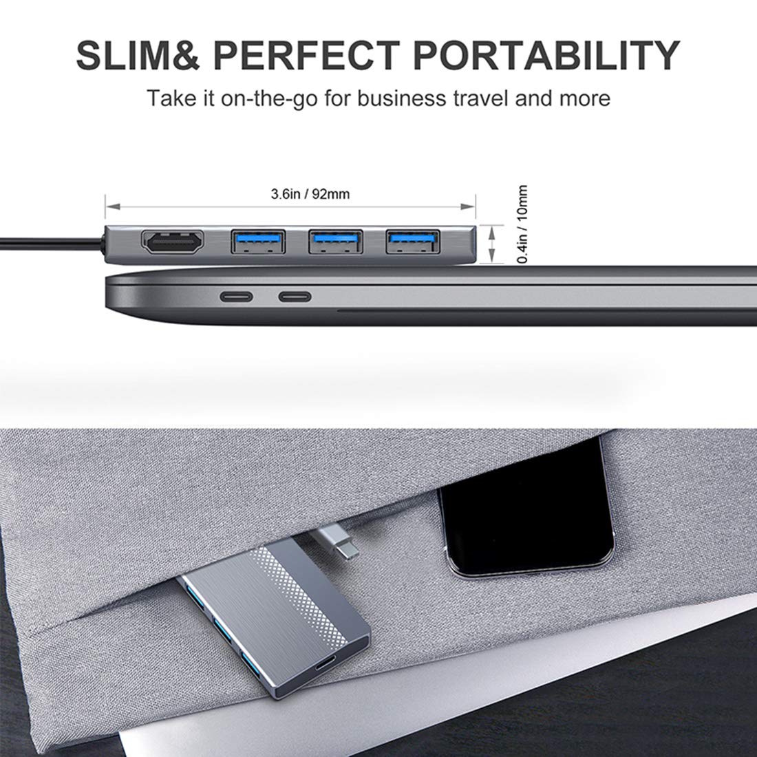JMT Aluminum Alloy 7-in-1/5IN1 USB-C Type-C HUB to HDMI RJ45 Multi USB 3.0 Power Adapter for Docking Station (5 in 1)