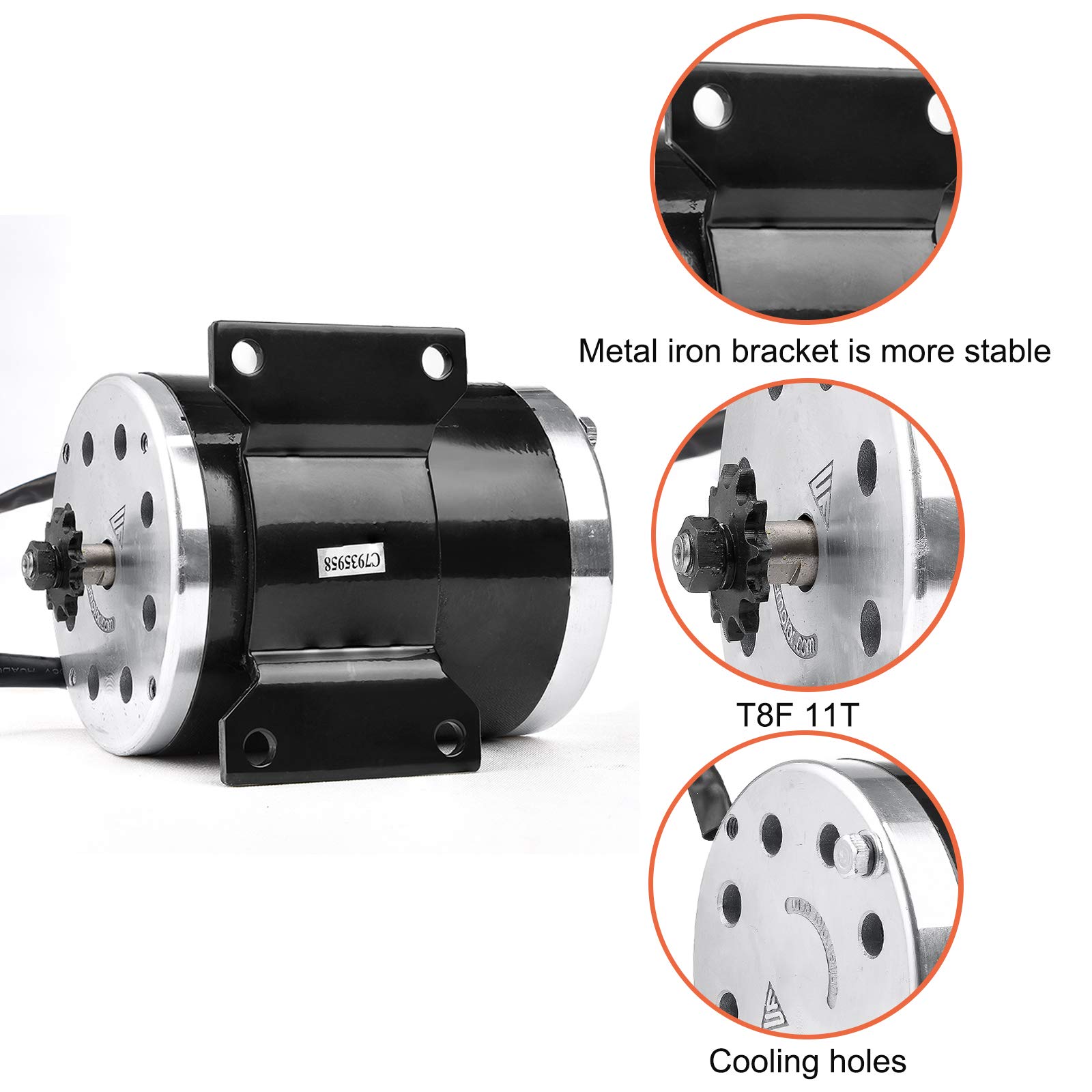 48V 1000W Brushed DC Motor High Speed Electric Motor & DC Brush Controller & Gas Accelerator Throttle & Ignition Lock for Dirt Bike e-Bike ATV Go Kart Moped Mini Bikes Motorized Bicycle