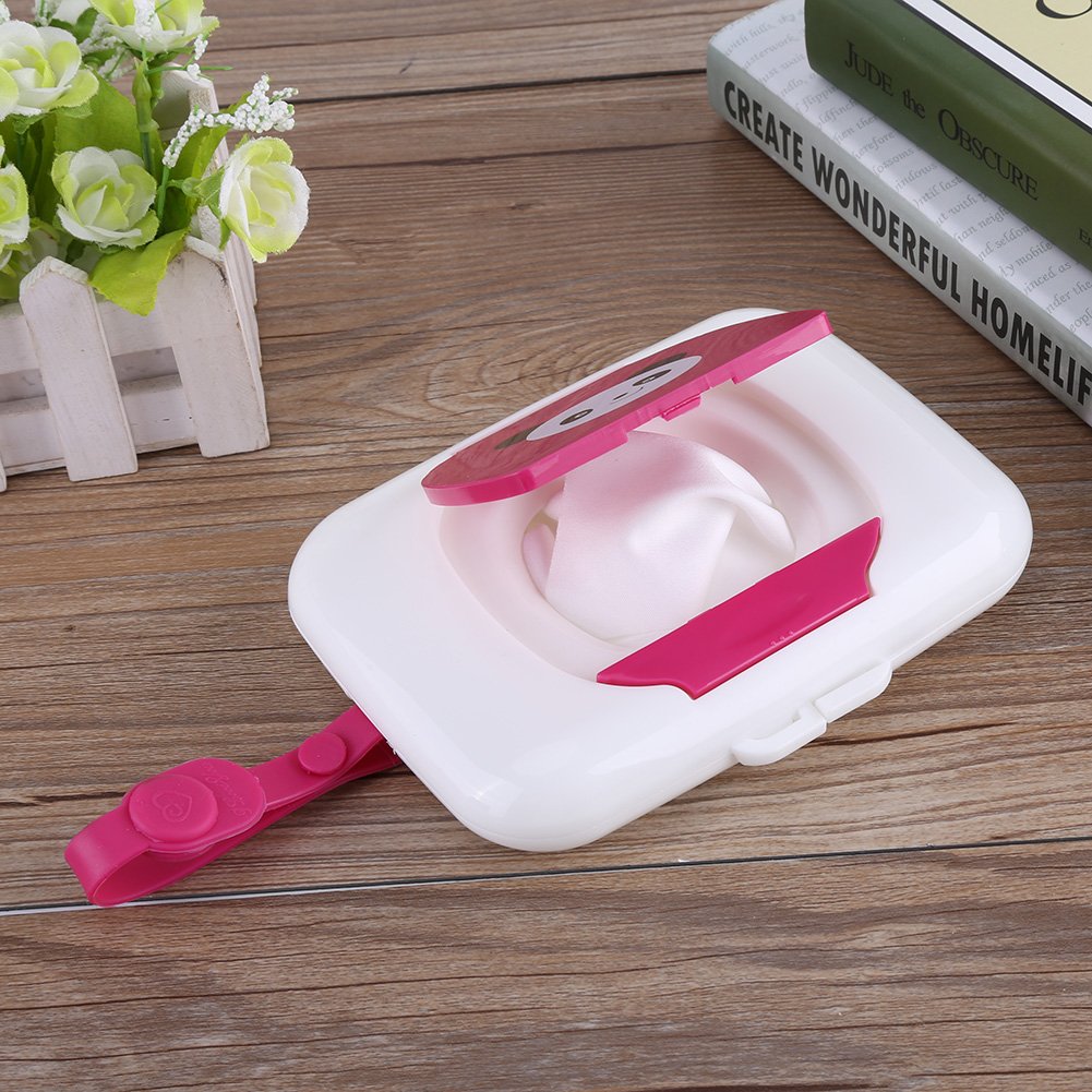 Wet Wipes Storage Box, Cute Baby Travel Wipe Case Child Wet Wipes Box Changing Dispenser Refillable Container for Home Bathroom Outdoor Storage Holder