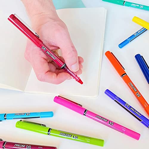 PILOT Precise V5 RT Refillable & Retractable Liquid Ink Rolling Ball Pens, Extra Fine Point (0.5mm) Red, 8-Pack (15328) (PV5B8RED-AMZ)