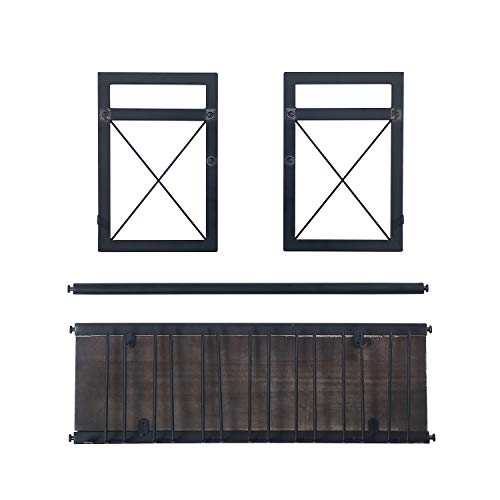 MBQQ Industrial Wine Racks Wall Mounted with Stemware Racks,23.6in Rustic Metal Hanging Wine Holder,Bottle Holder with 7 Stem Glass Holder,Metal&Wood Shelves Home Decor Wall Shelf