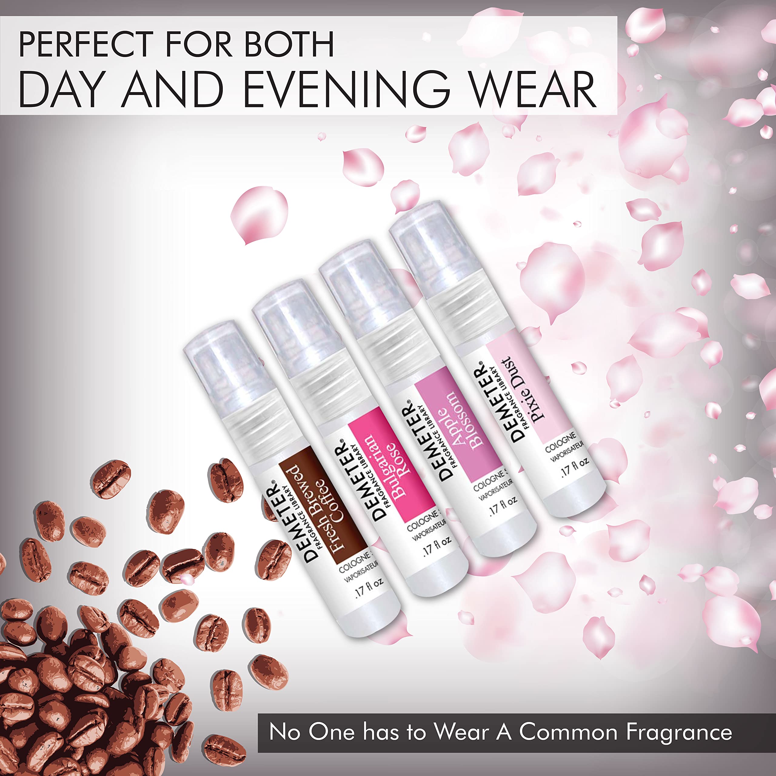 DEMETER Happy Foolproof Blending Set, Pink Grapefruit, Fuzzy Navel, Grass, Vanilla Cake Batter, Fresh Brewed Coffee, Bulgarian Rose, Apple Blossom, Pixie Dust, Set of 8 Perfumes