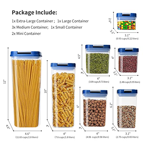 Airtight Food Storage Container Set 8 PC with Labels and Marker,BPA Free Plastic Dry Food Canisters for Kitchen Pantry Organization,Suitable for Flour, Sugar and Cereal
