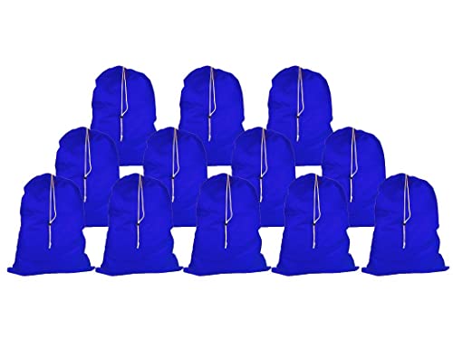 Nylon Laundry Bags. Size: 30" x 40", Pack of 12 bags, for Heavy Duty Use, Commercial, Laundromats and Household Storage, machine washable, Made in the USA (color Royal Blue)