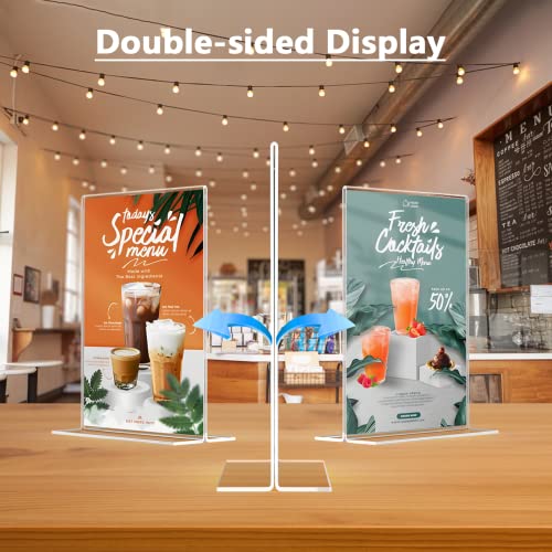 MaxGear 8.5 x 11 Acrylic Sign Holder 6 Pack, Clear Table Paper Display Stand Double Sided Menu Flyer Holder Vertical Picture Frame Plastic Plexi Sign Holders for Office, Store, Restaurants, Hotels