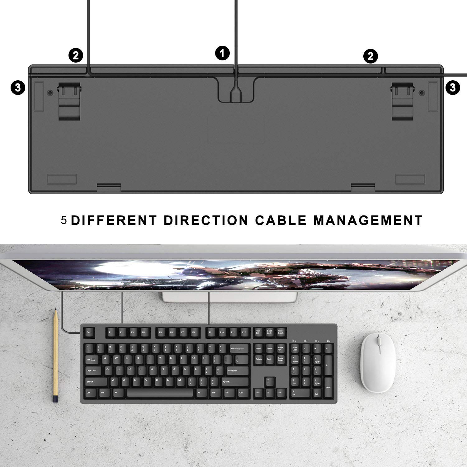 HELLO GANSS Mechanical Gaming Keyboard with Numeric Keypad - Cherry Mx Blue, Wired Keyboard - Programble - PBT Double-Shot Keycaps - US English/Qwert - Black