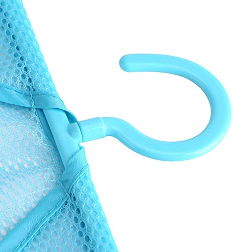 Multipurpose Clothespin Bag with Hanger, Hanging Storage Mesh Bag, Bathroom Shower Storage Organizer Set, Clothes Clip Clothespin Mesh Bag for Home Apartment College Dorm, Blue